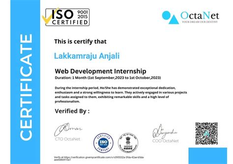 Lakkamraju Anjali On Linkedin Octanetinternship