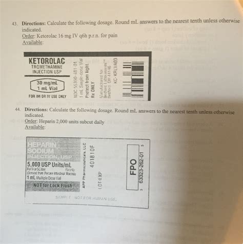 Solved Directions Calculate The Following Dosage Round Chegg