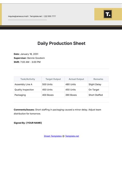 Free Daily Production Sheet Template To Edit Online