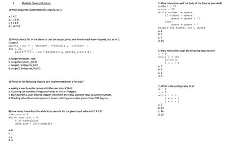 Solved Multiple Choice 10 Points 1 What Sequence Is