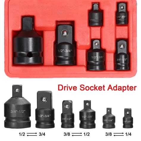 6pcs Drive Socket Adapter Wrench Adapter Hand Tools Set Drive Socket