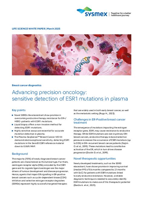Advancing Precision Oncology Sensitive Detection Of Esr1 Mutations In Plasma