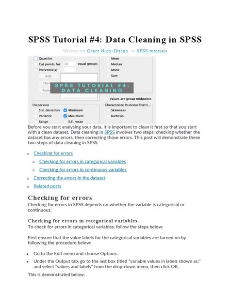 Data Cleaning In Spss Pdf