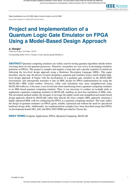 pdf project and implementation of a quantum logic gate emulator on