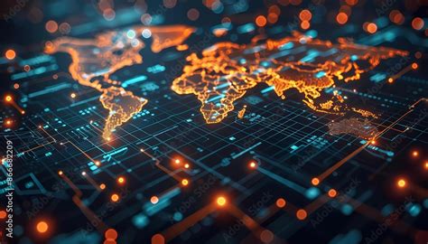 Cross Border Data Transfer Compliance Global Map With Icons Of Data