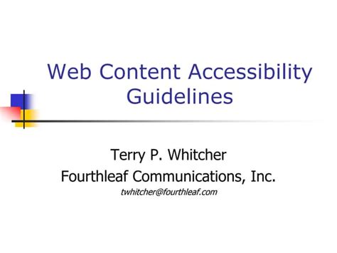 Web Content Accessibility Guidelines Pptx Web Design And Html Internet