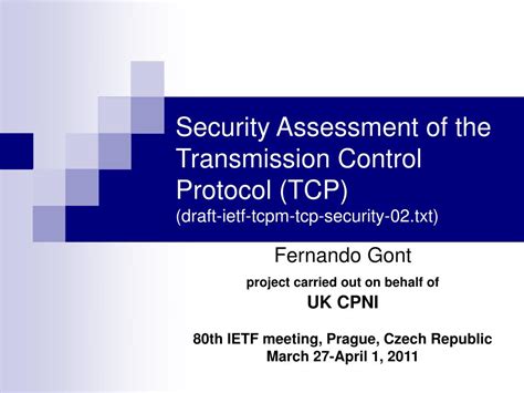 PPT Security Assessment Of The Transmission Control Protocol TCP Draft Ietf Tcpm Tcp