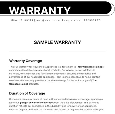 Free Warranty Templates Edit Online And Download