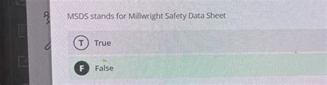 Solved Msds Stands For Millwright Safety Data Sheet True