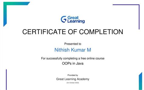 Nithish Kumar On Linkedin Greatlearningacademy Greatlearning Glacertificate