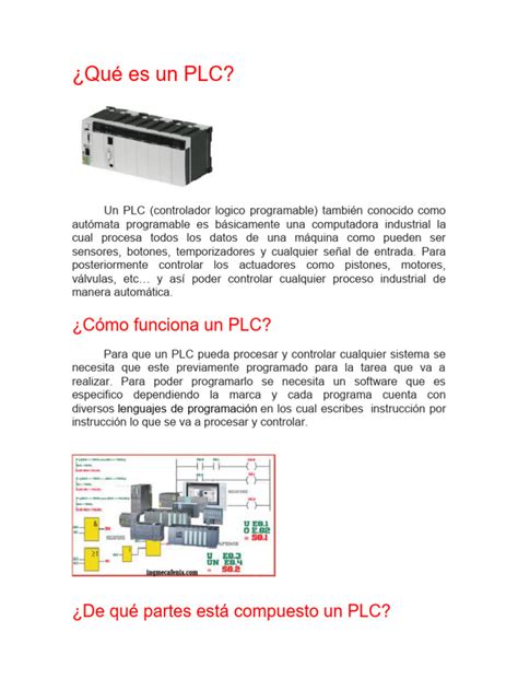 Qué Es Un Plc Pdf Controlador Lógico Programable Unidad Central De Procesamiento