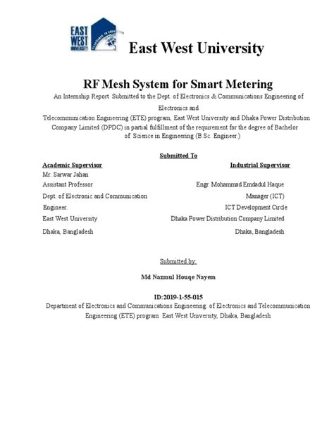 Rf Mesh Systems For Smart Metering 2019 1 55 015 Pdf Computer Network Electrical Grid