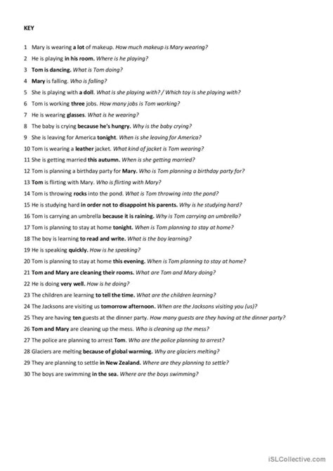 QUESTIONS PRESENT CONTINUOUS English ESL Worksheets Pdf Doc