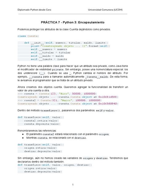 practica 7 python 3 encapsulamiento pdf python lenguaje de