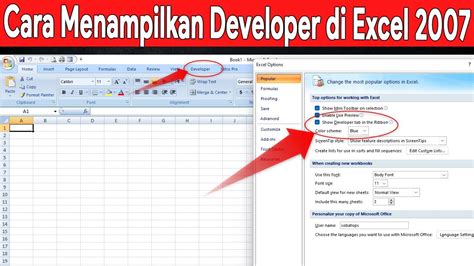 Cara Menampilkan Atau Memunculkan Developer Di Excel 2007 Youtube