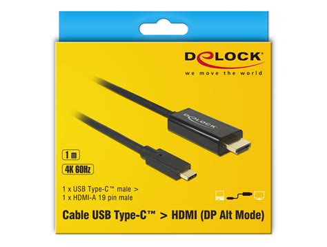 Cablu USB C La HDMI DP Alt Mode K Hz M T T Negru Delock