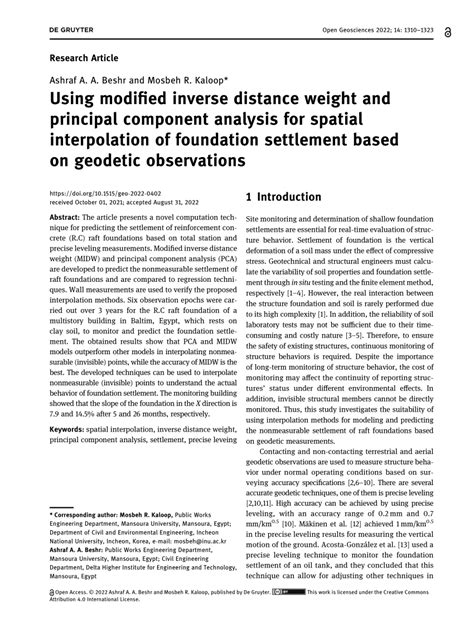 Pdf Using Modified Inverse Distance Weight And Principal Component