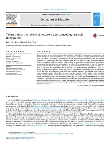 Pdf Taking A Signal A Review Of Gesture Based Computing Research In Education