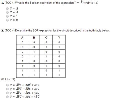 Solved What Is The Boolean Equivalent Of The Expression Y