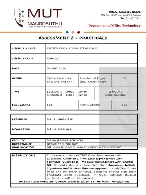 Test Ms Excel Question Paper 2024 Download Free Pdf Chart Spreadsheet