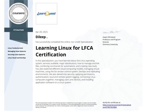 Linux Lfca Coursera Learnquest Itfundamentals Certificationjourney… Dileep Meghwar