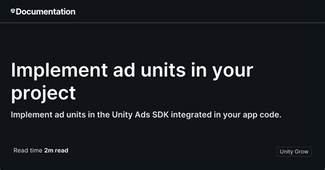 Implement Ad Units In Your Project • Unity Grow