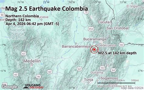 Weak Mag 25 Earthquake Unconfirmed Northern Colombia On Saturday
