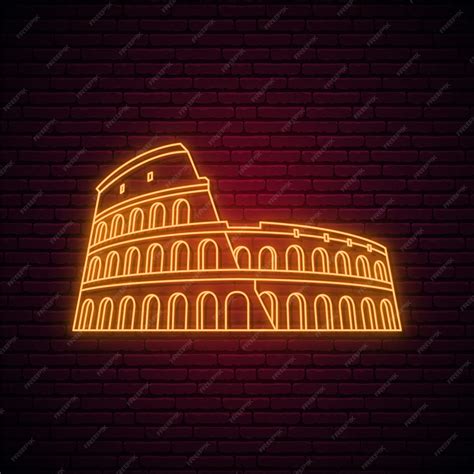 Colosseum Neon Sign Premium Vector
