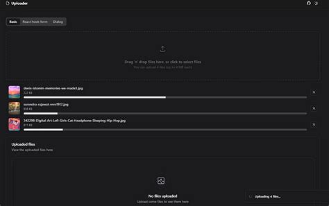 a file uploader built with shadcn ui and react dropzone