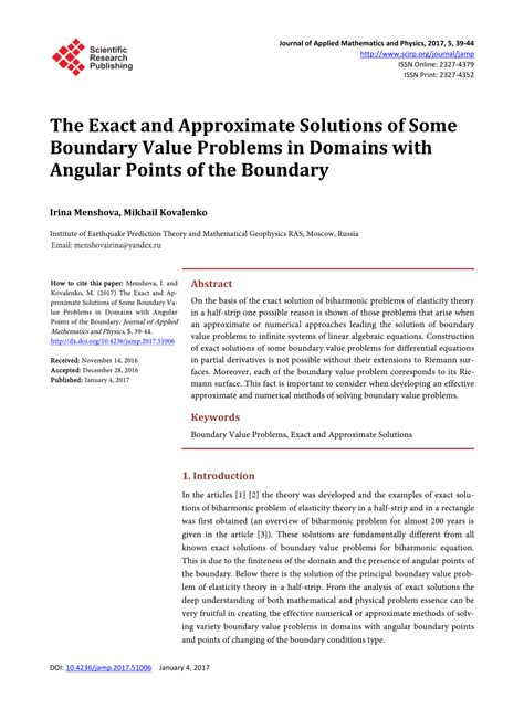 pdf the exact and approximate solutions of some boundary value