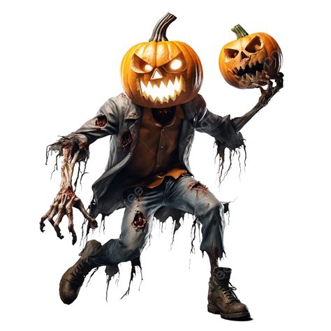 Pumpkin Man Character Carrying A Halloween Lantern Pumpkin Man