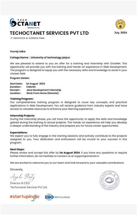 Yuvraj Khatana Raika On Linkedin I Am Happy To Share That I Have Accepted An Offer Letter For Java