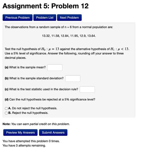 Solved Assignment 5 Problem 12 Previous Problem Problem