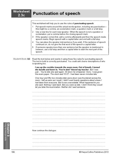 Punctuation Of Speech Worksheet Pdf Punctuation Notation
