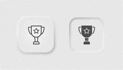 뉴모피즘 스타일의 챔피언 컵 아이콘 비즈니스 화이트 Ui Ux 어워드 기호 황금 트로피 대회 우승자 뉴모픽 스타일 벡터 그림
