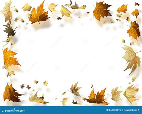 Autumn Leaves Falling Rectangle Square Frame Isolated For Background