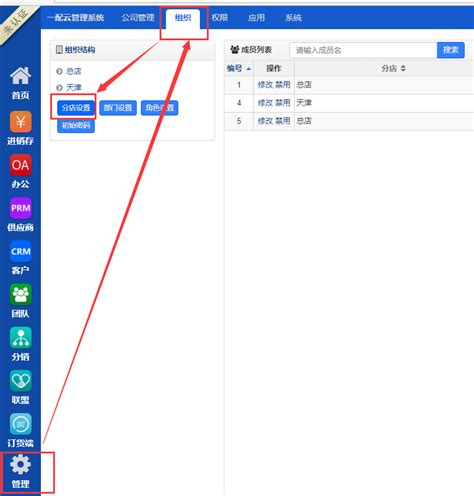 如何添加修改分店 组织架构管理 一配云——汽配行业智能化云管理系统