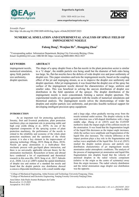 Pdf Numerical Simulation And Experimental Analysis Of Spray Field Of