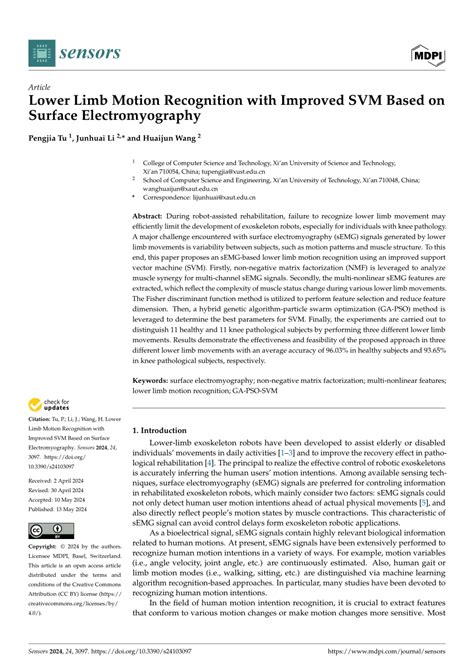 Pdf Lower Limb Motion Recognition With Improved Svm Based On Surface Electromyography