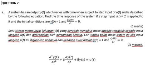 Solved Question 2 A A System Has An Output Yt Which