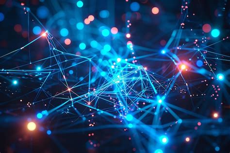 premium photo holographic coding structure network of nodes high