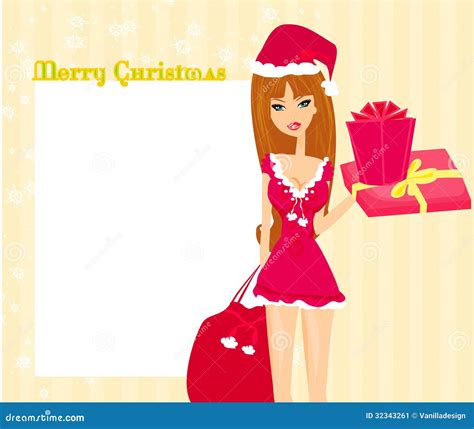 Beautiful Pin Up Girl In Christmas Inspired Costume Stock Vector
