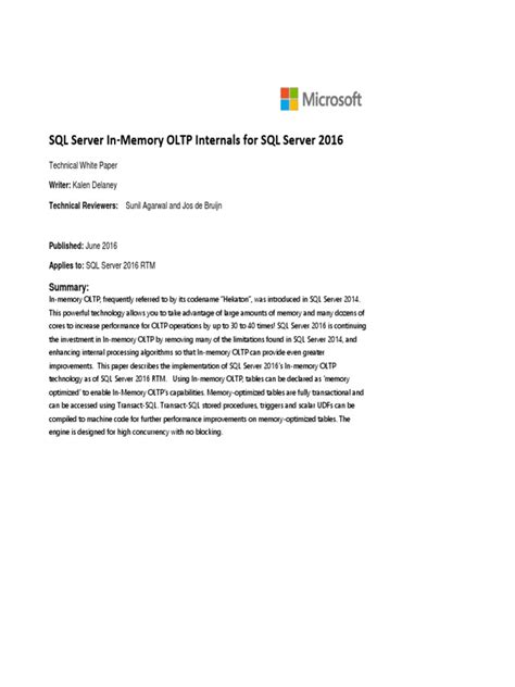 sql server 2016 in memory oltp white paper pdf pdf database index