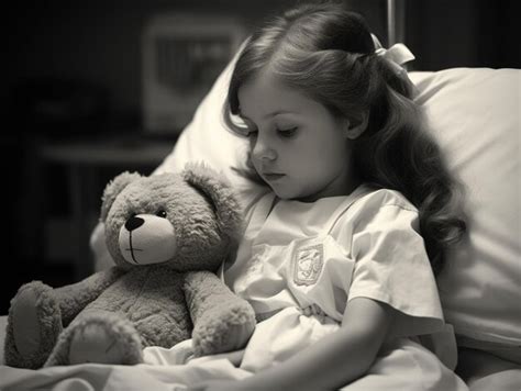 Premium Photo Young Girl Is Laying In Bed With Teddy Bear