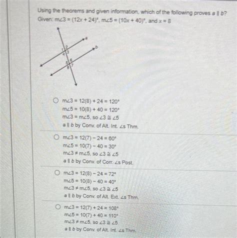 Solved Using The Theorems And Given Information Which Of Chegg