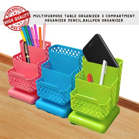Multipurpose Table Organizer 3 Compartment Organizer Pencilballpen