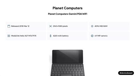 Planet Computers Gemini Pda Wifi Full Device Specifications