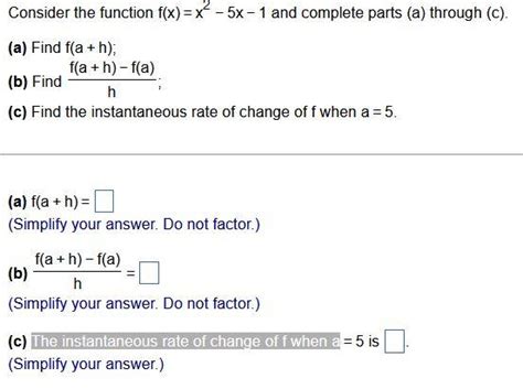 solved consider the function f x x 2 5x 1 and complete