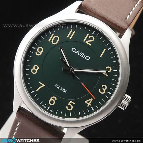 Buy Casio Standard Analog Leather Strap Green Dial Quartz Watch Mtp B160l 3b Casio Watches