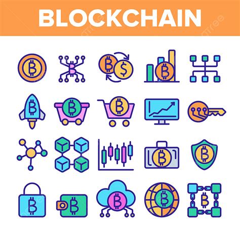 Blockchain Technology Cryptocurrency Vector Linear Icons Set Technology Icons Linearicons